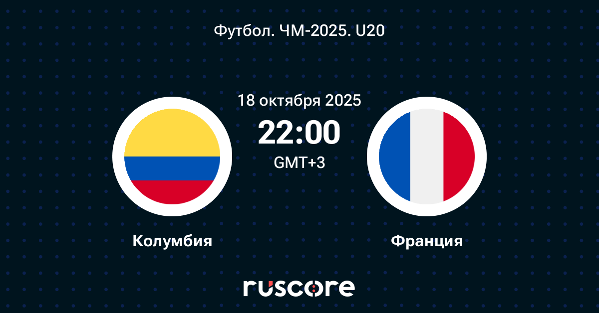 Колумбия U20 - Франция U20: Протокол встречи 18-10-2025