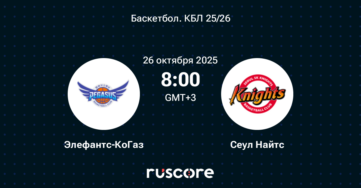 Элефантс-КоГаз - Сеул Найтс: Протокол встречи 26-10-2025